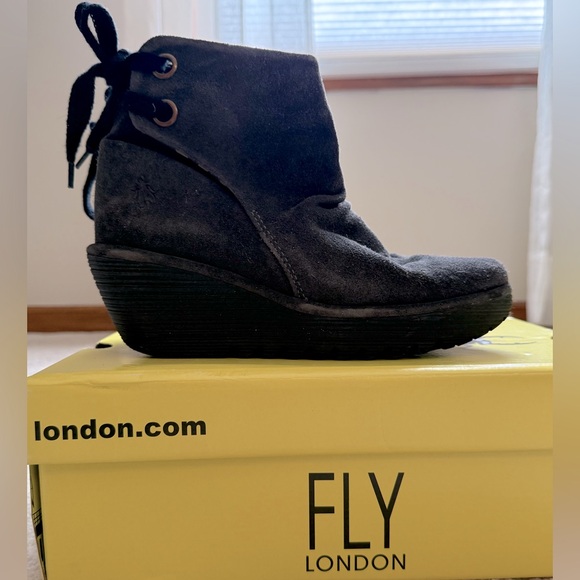 Fly London | Shoes | Fly London Womens Dark Grey Suede Wedge Heel Ankle ...